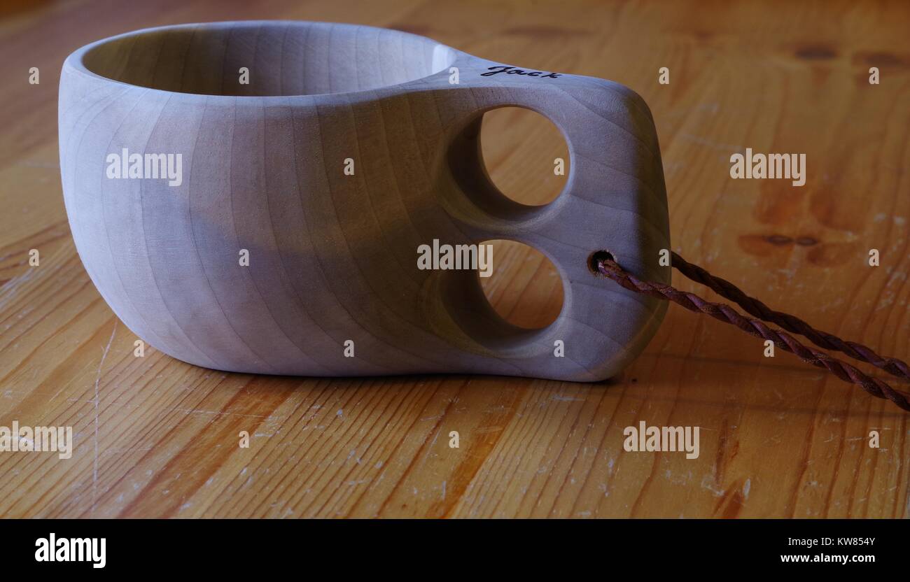 Traditional Sami Kuksa ,Wooden Drinking Cup, from Finnish Lapland on a ...