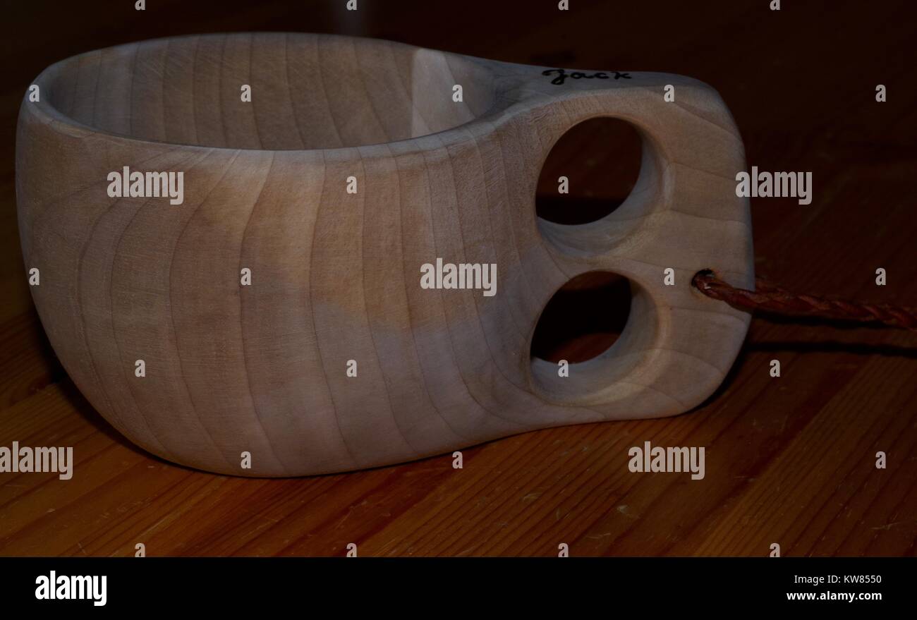 Traditional Sami Kuksa ,Wooden Drinking Cup, from Finnish Lapland on a ...