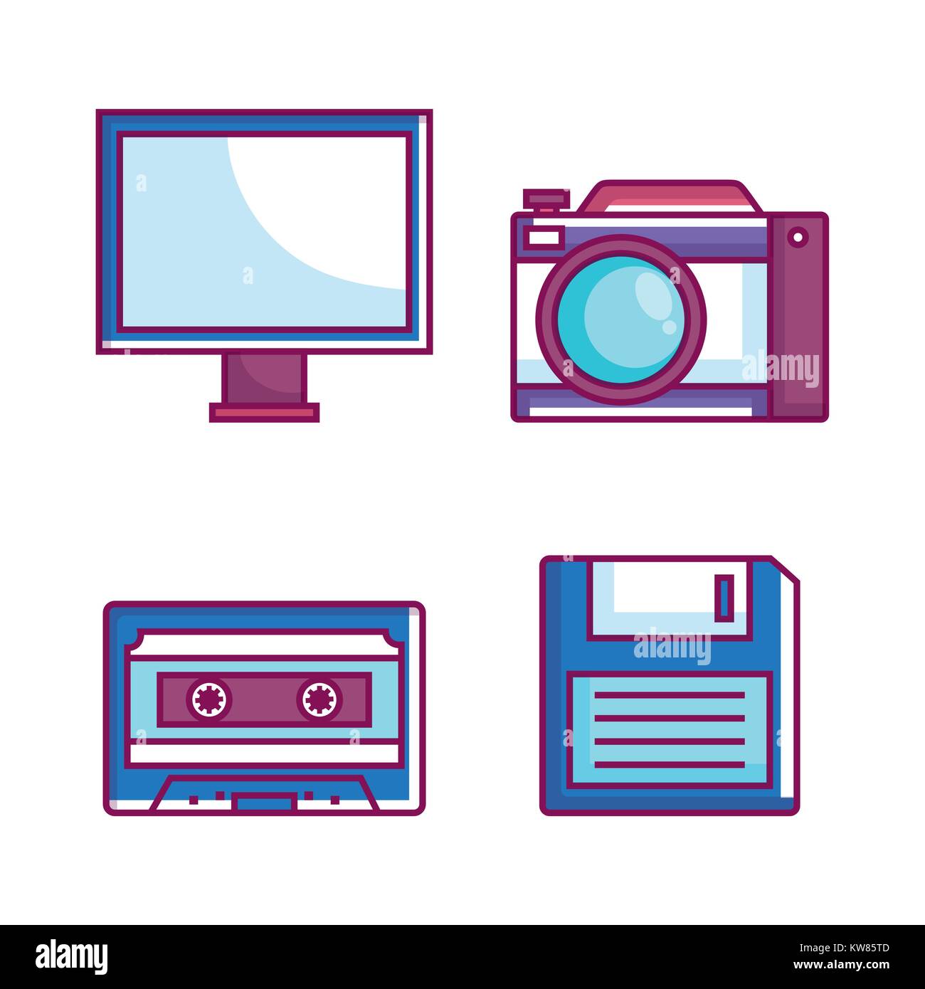 retro technology set gadgets Stock Vector Image & Art - Alamy