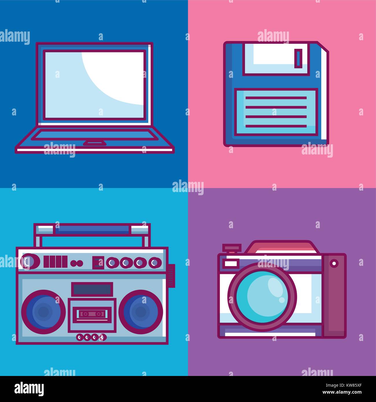 retro technology set gadgets Stock Vector Image & Art - Alamy