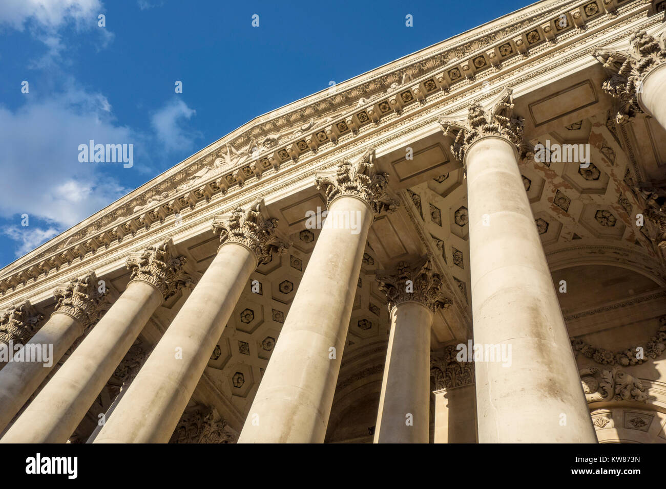 Neo-classical columns at Royal Exchange building, City of London, UK ...