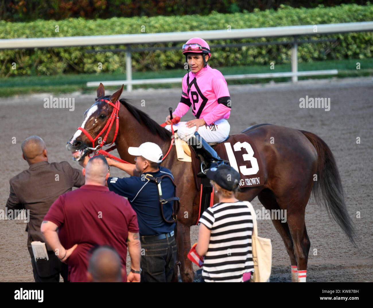 HALLANDALE, FL - DECEMBER 02: Flowers for Lisa with jockey Paco Lopez ...