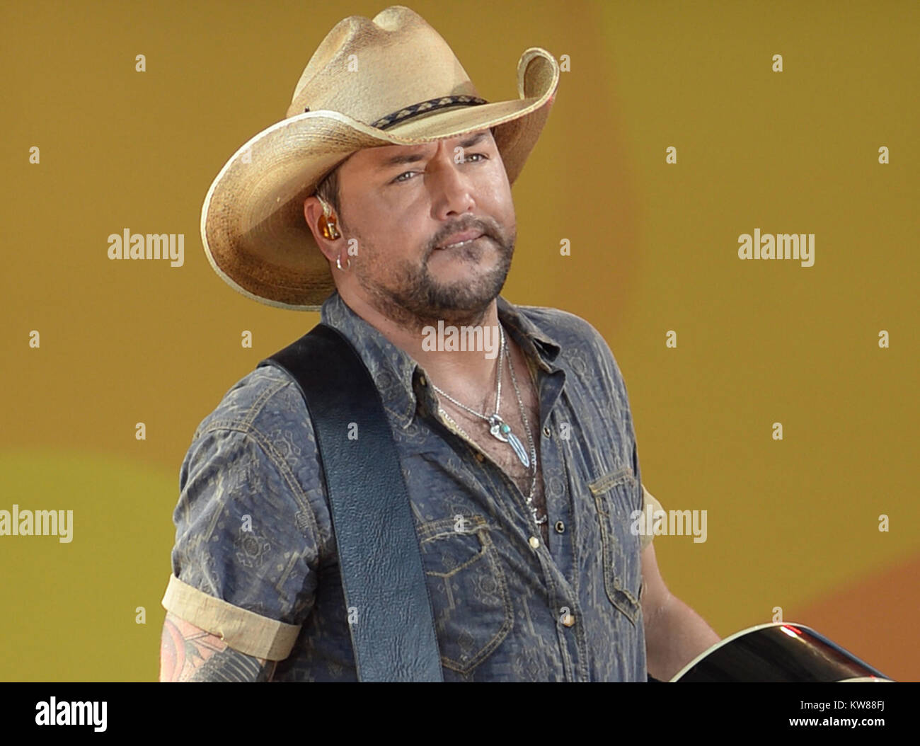 NEW YORK, NY - AUGUST 26: Country music singer Jason Aldean performs on ...