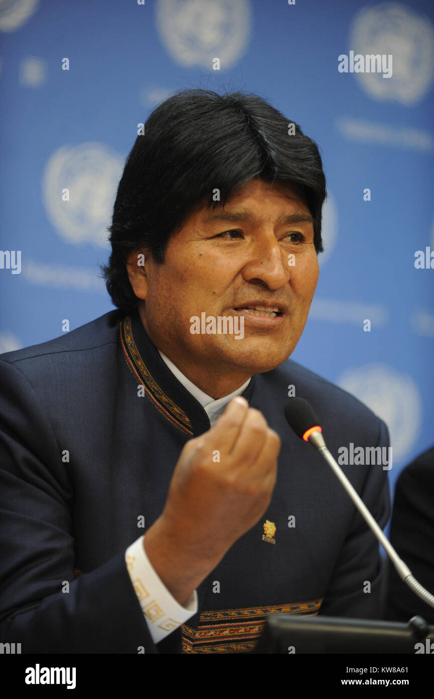NEW YORK, NY - SEPTEMBER 24: Bolivian President Evo Morales addresses ...