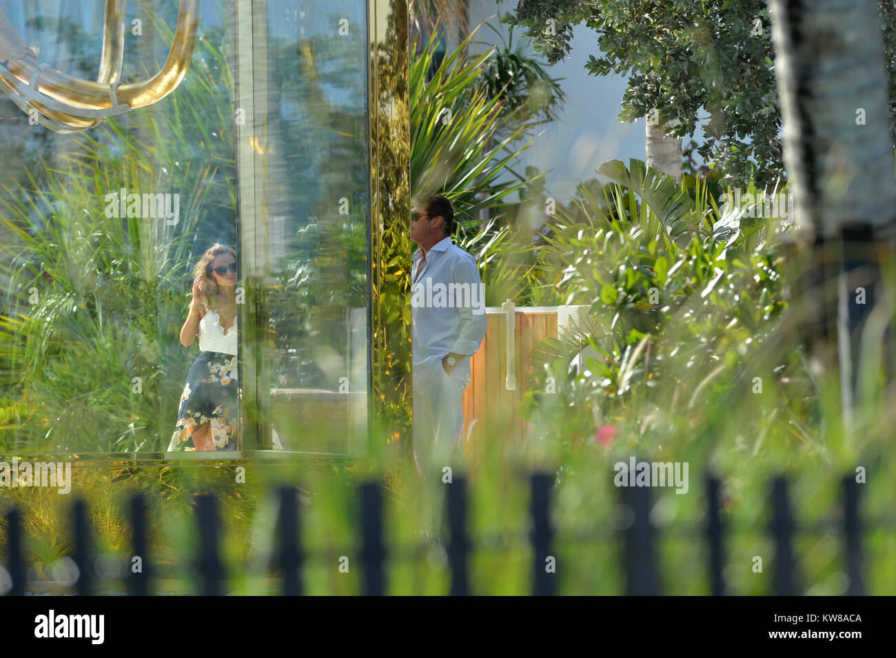MIAMI BEACH, FL - MAY 14: David Hasselhoff and partner Hayley Roberts ...