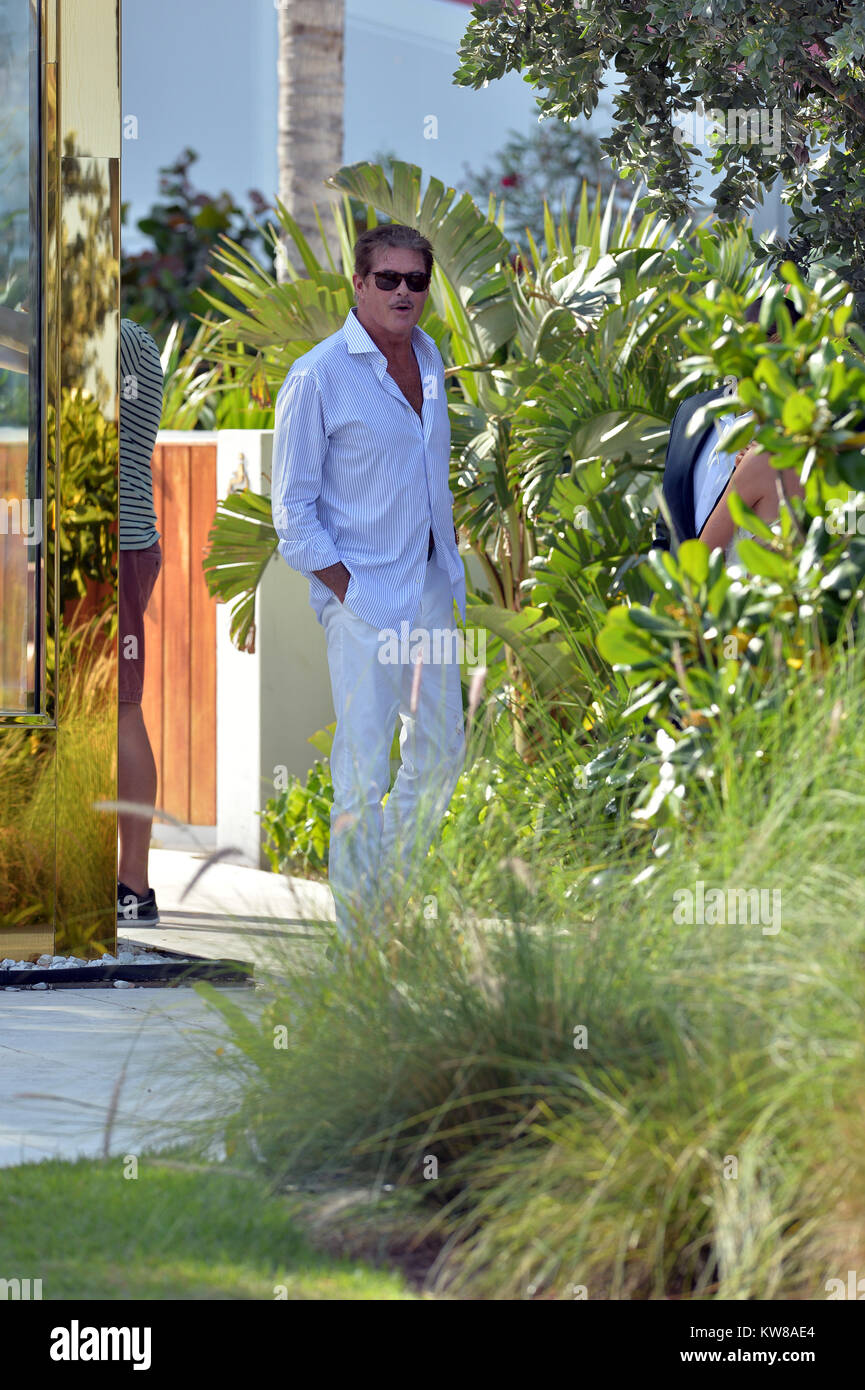 MIAMI BEACH, FL - MAY 14: David Hasselhoff and partner Hayley Roberts ...