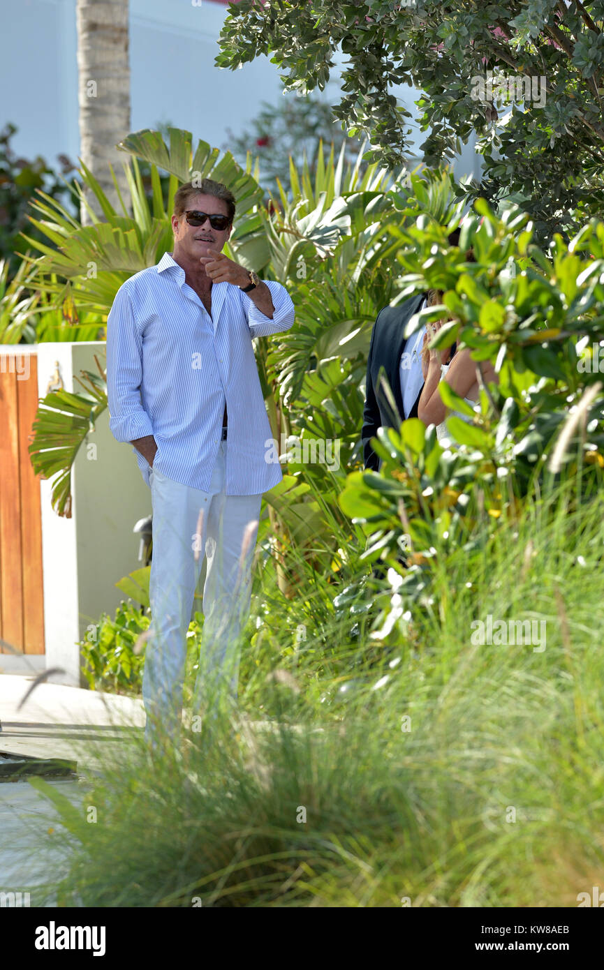 MIAMI BEACH, FL - MAY 14: David Hasselhoff and partner Hayley Roberts ...