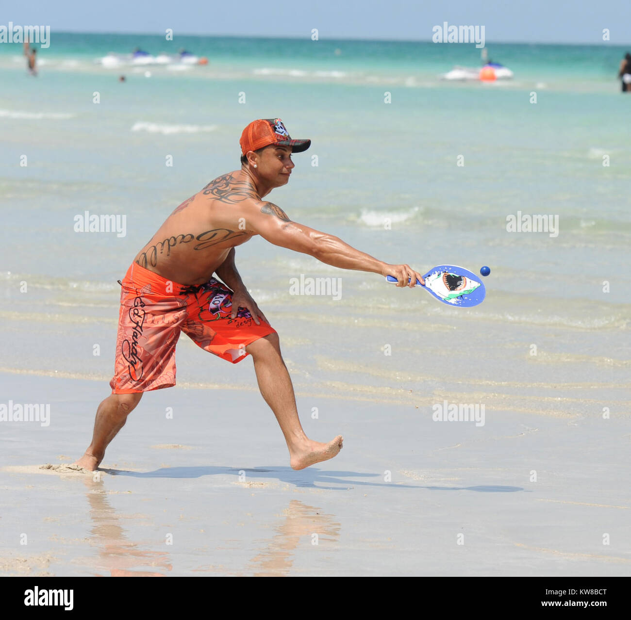 Cast of the jersey shore is sighted on miami beach hi-res stock ...