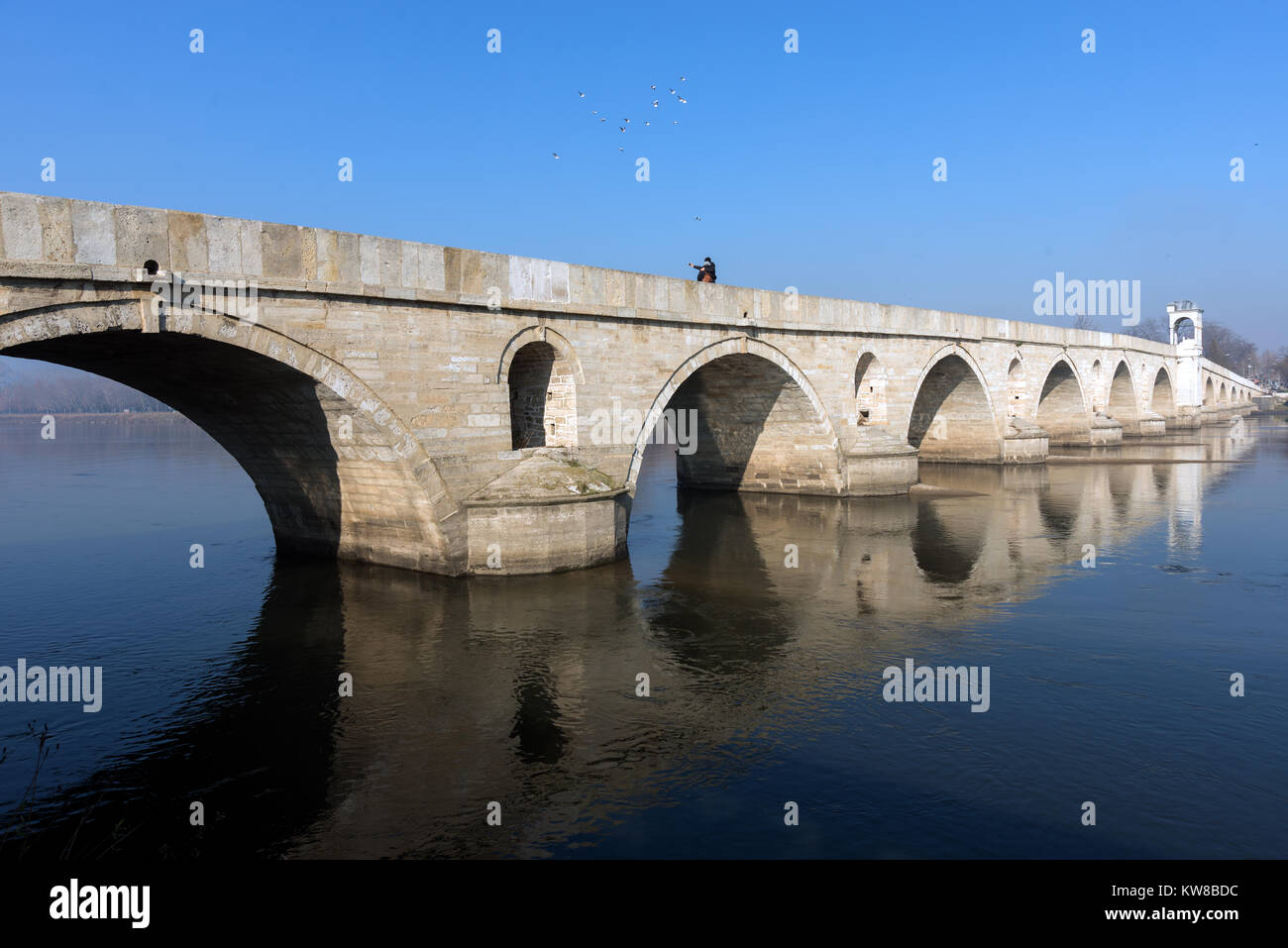 The Meric Bridge in Edirne province of Turkey Stock Photo - Alamy