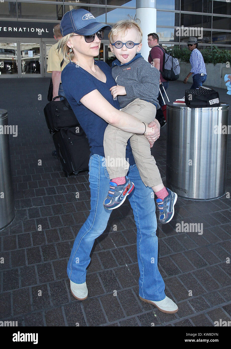 LOS ANGELES, CA - APRIL 21: Anna Faris and son Jack is seen at LAX on ...