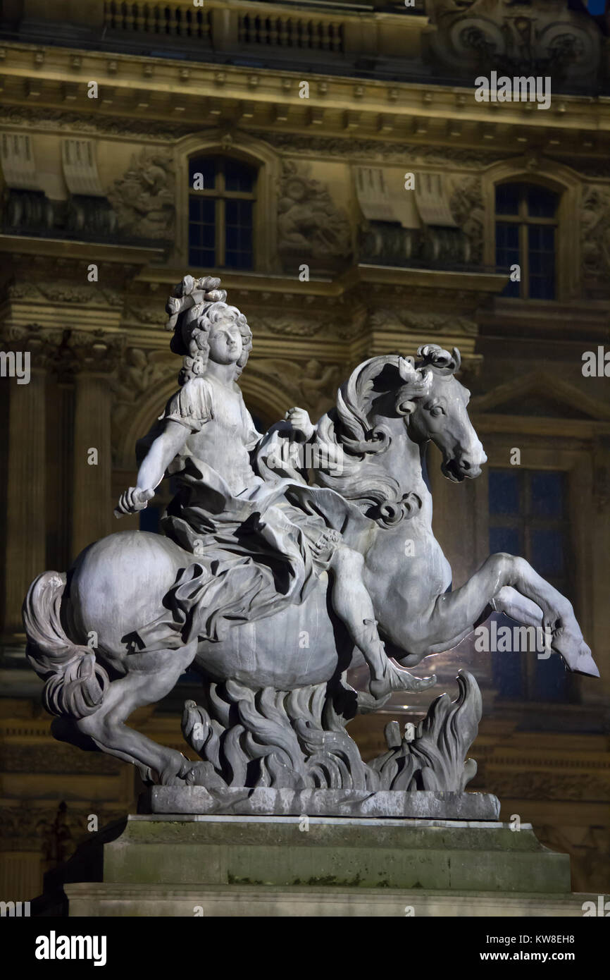 France, Paris (75), statue of Louis XIV mounted as a Roman, Louvre ...
