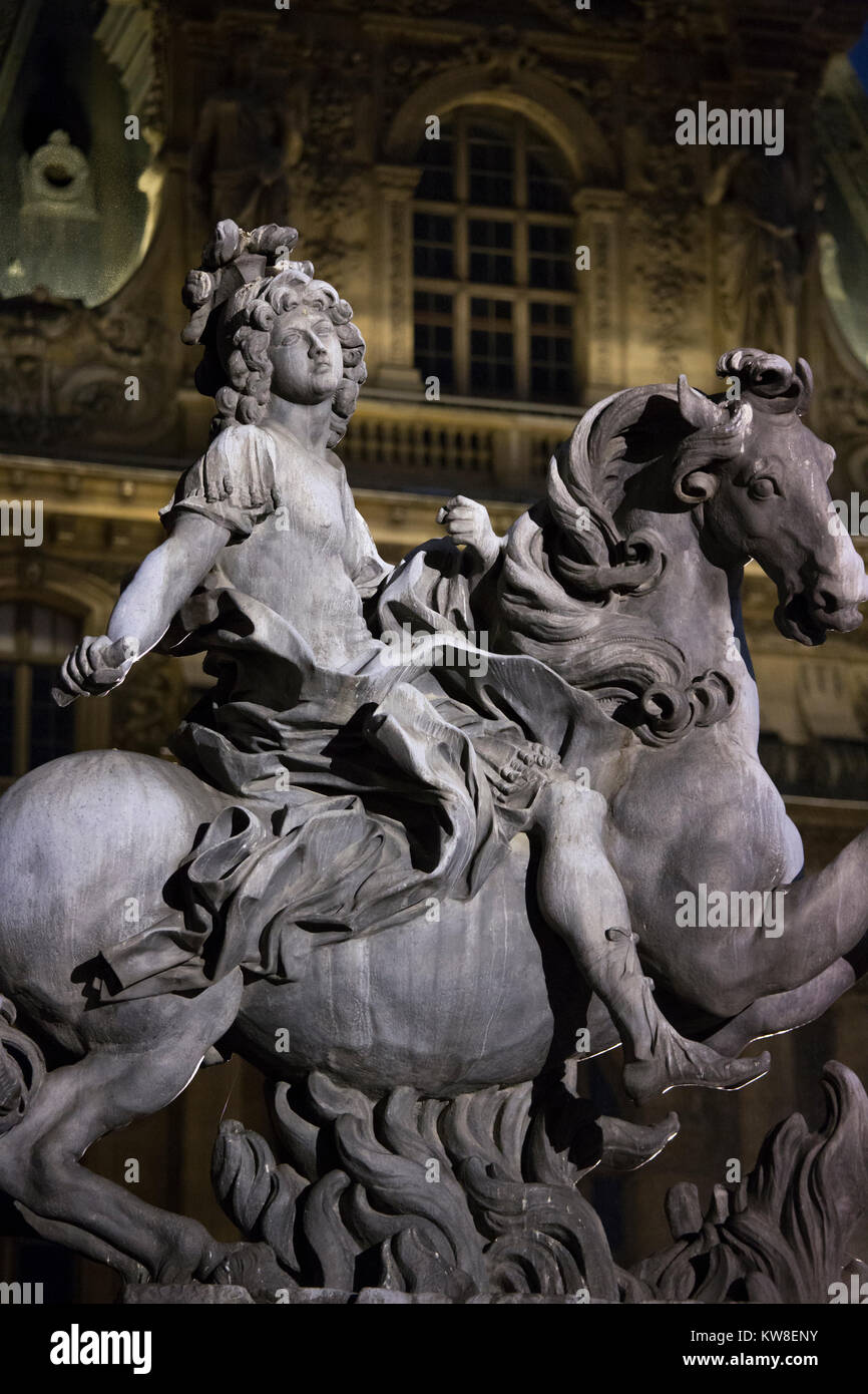 France, Paris (75), statue of Louis XIV mounted as a Roman, Louvre ...