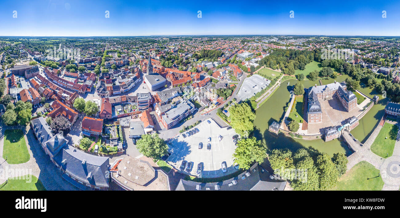 Aerial view of the historic city of Ahaus in Westphalia, Germany ...