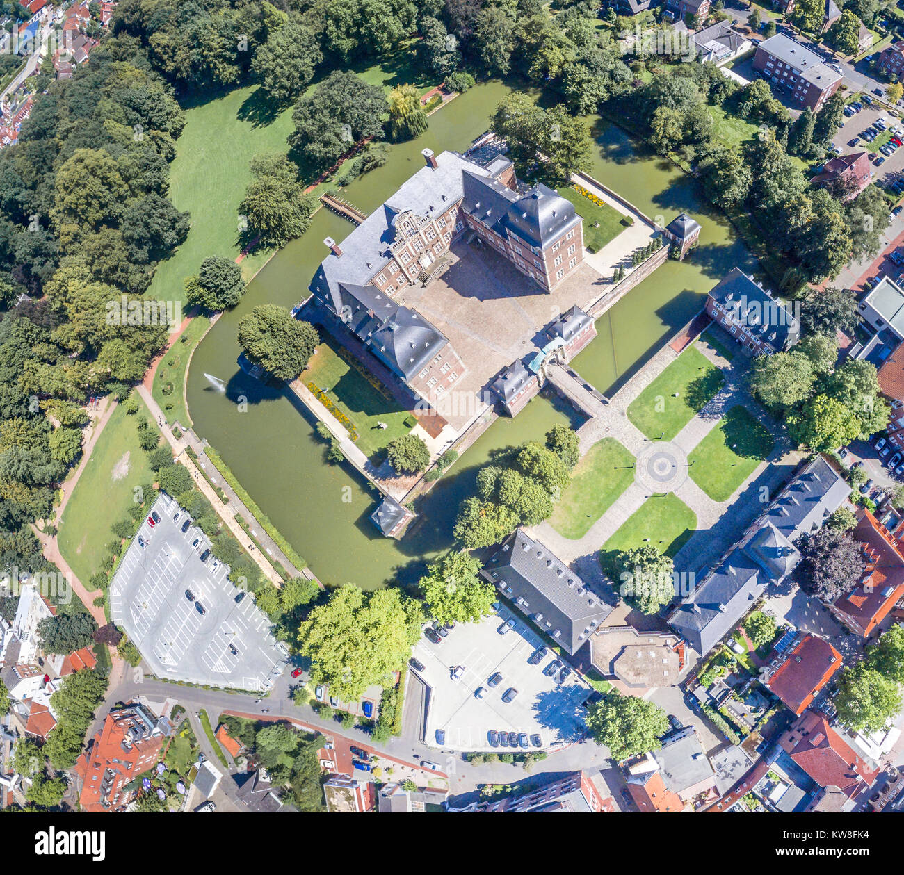 Aerial view of the historic city of Ahaus in Westphalia, Germany ...