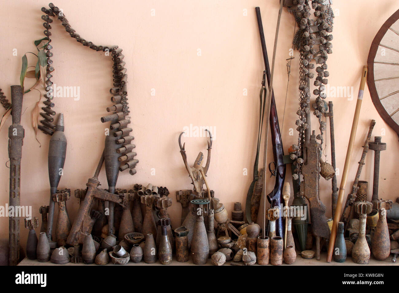 Rusty old weapons in the room, Phonsavan, Laos Stock Photo - Alamy