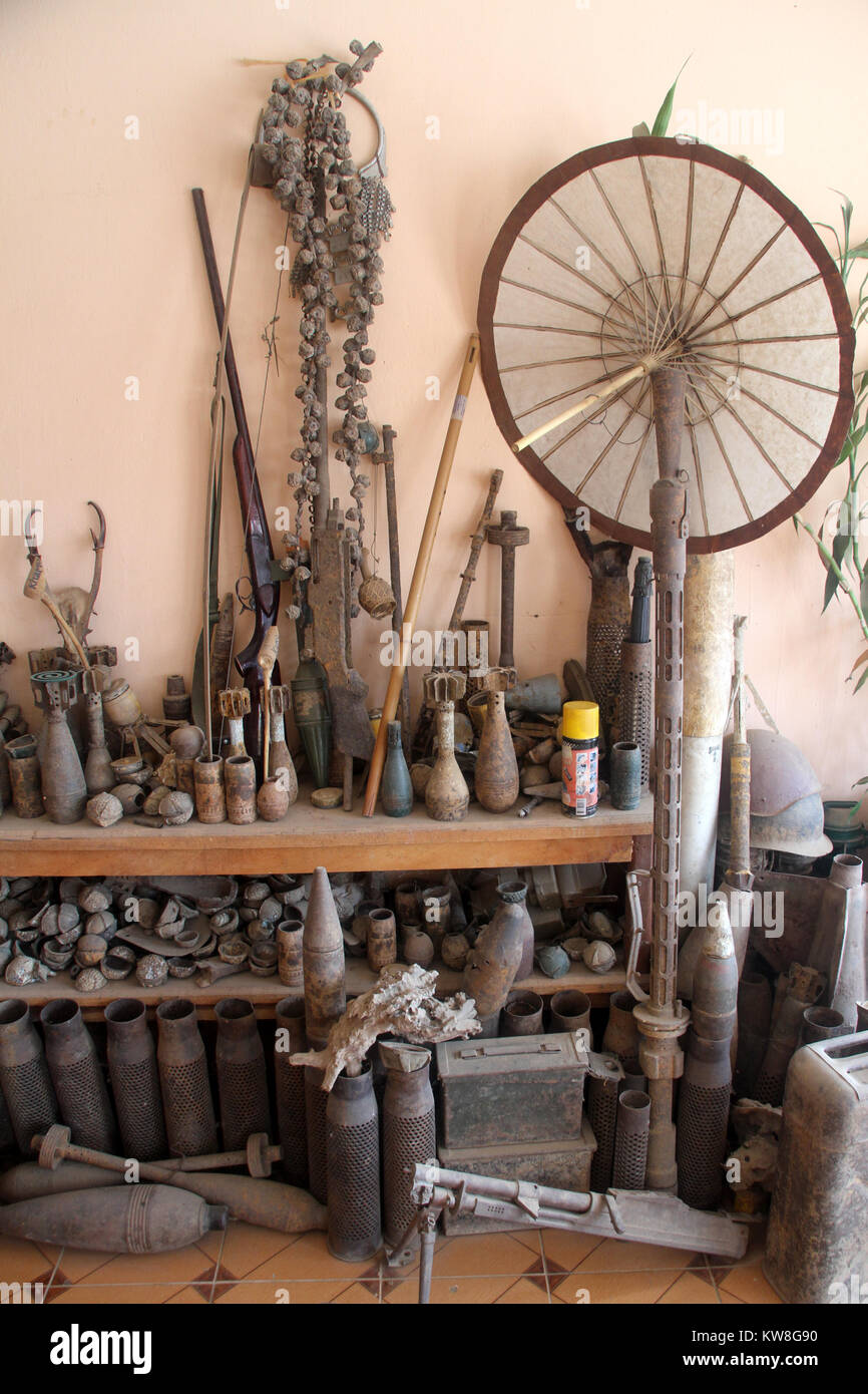 Rusty old weapons in the room, Phonsavan, Laos Stock Photo - Alamy