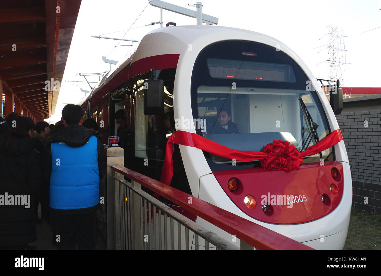Beijing, China. 31st Dec, 2017. A tram runs on West Suburb Line in ...
