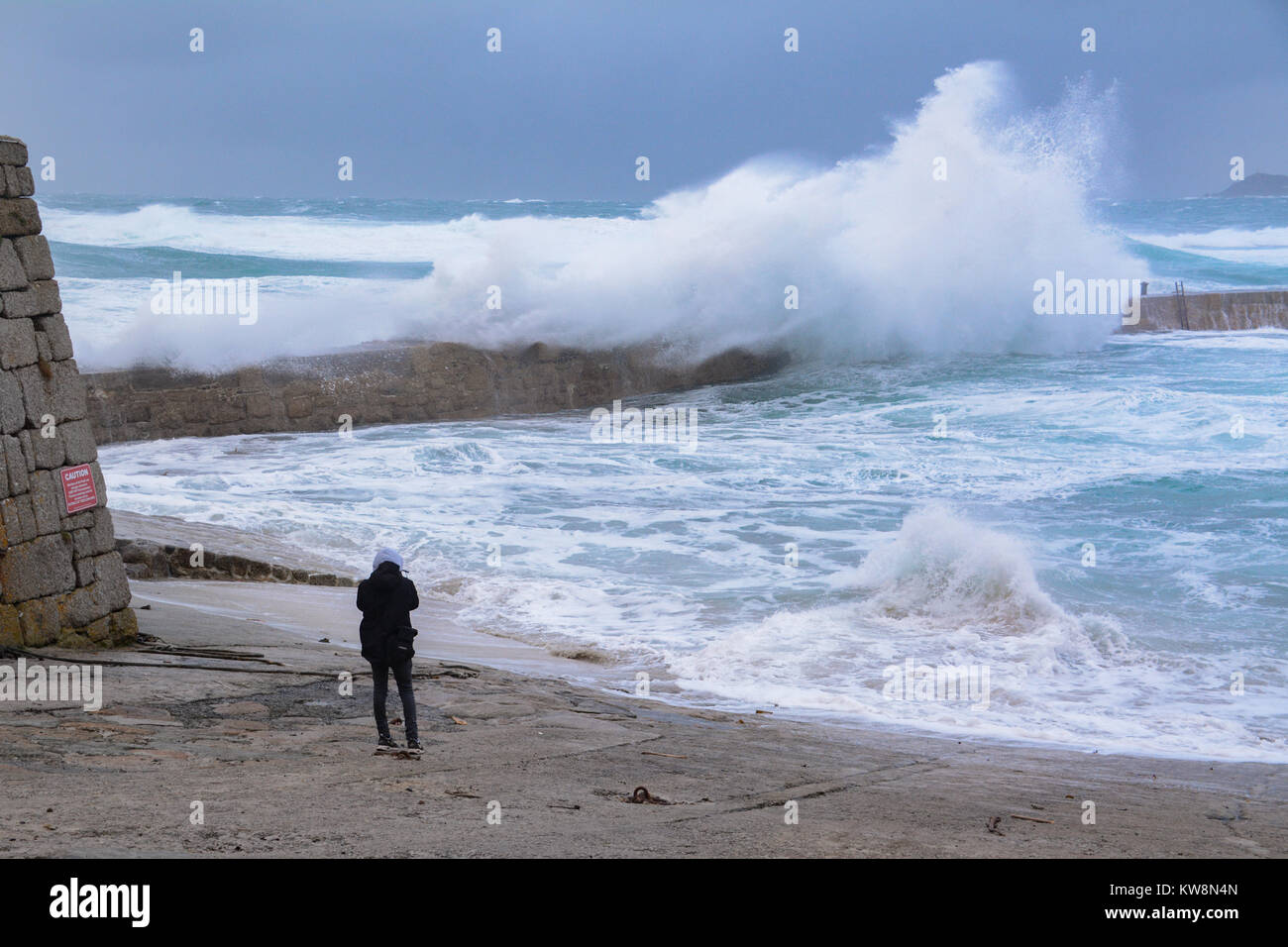 Sennen, Cornwall, UK. 31st December 2017. UK Weather. Storm Dylan ...