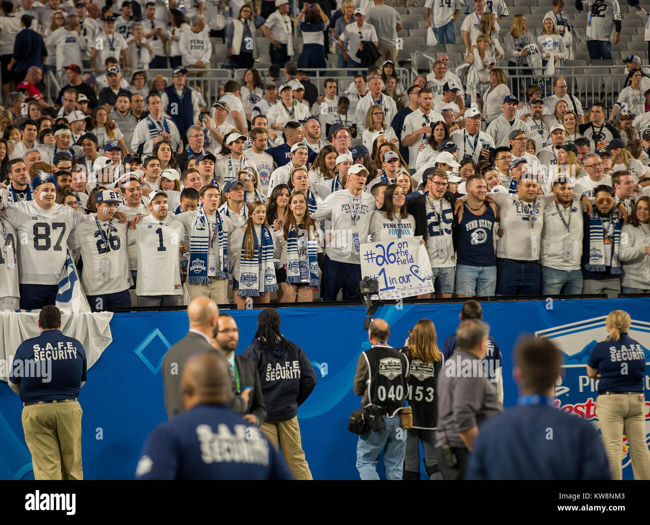 Glendale, AZ, USA. 30th Dec, 2017. Penn State fans sing the alma mater ...