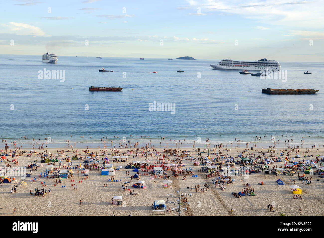 Rio de Janeiro, Brazil - Dec 31st, 2017: Copacabana beach party-goers ...