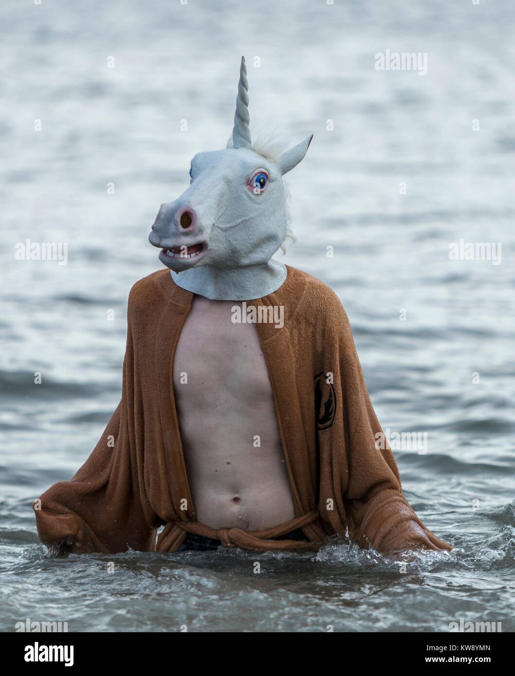 Portobello, Scotland, UK. 01st Jan, 2018. Revellers take a traditional ...