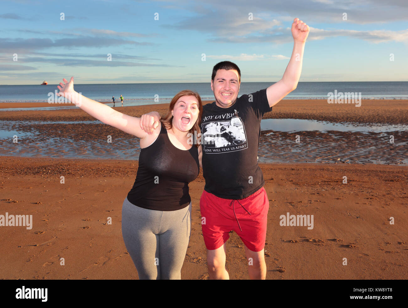 St. Andrews, Fife, Scotland, UK. 1st Jan, 2018. People run into The ...