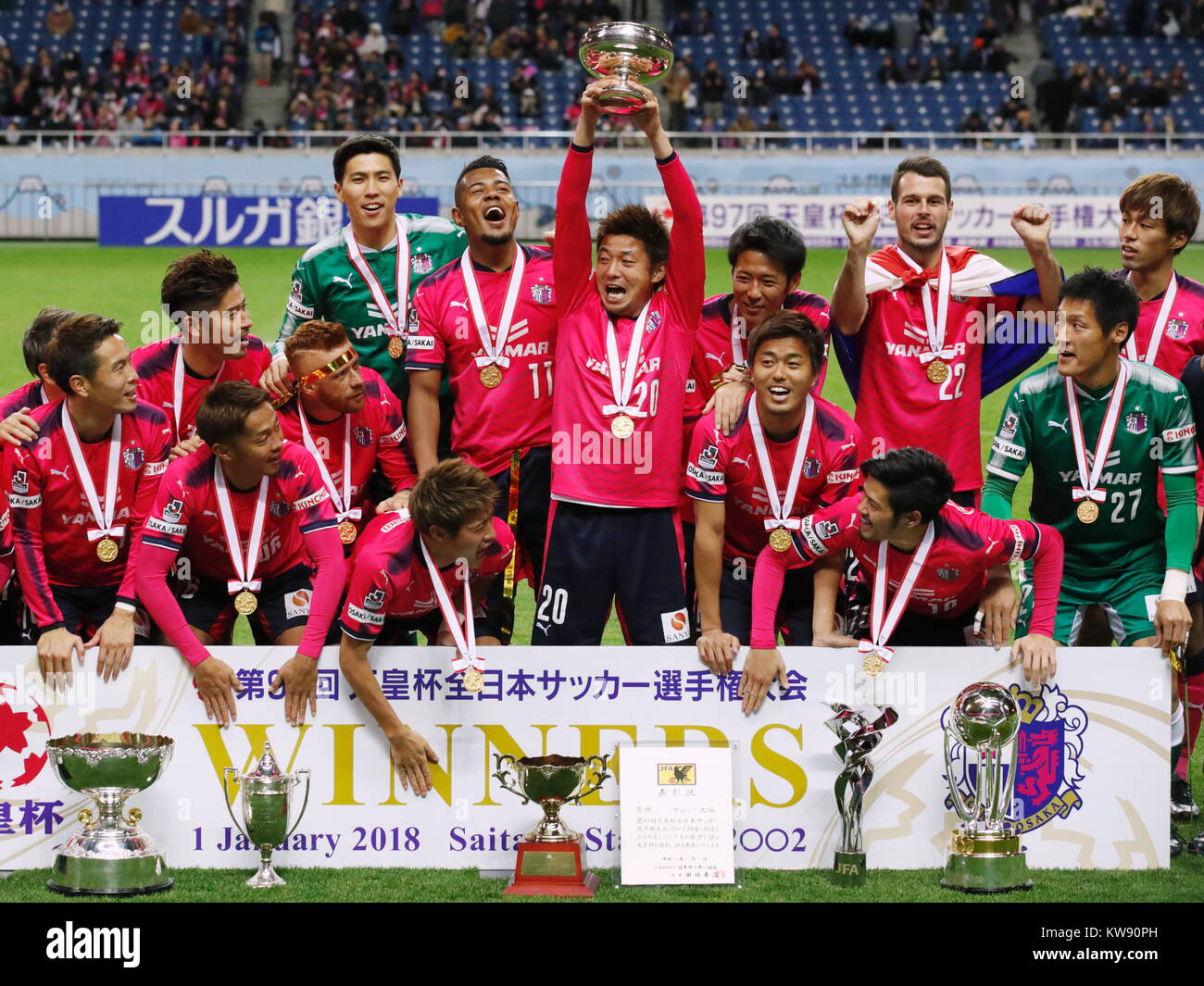 Saitama, Japan. 1st Jan, 2018. Cerezo Osaka team group (Cerezo ...