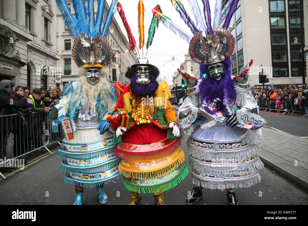 London, UK. 01st Jan, 2018. The world famous London New Year Day Parade took place today with ...