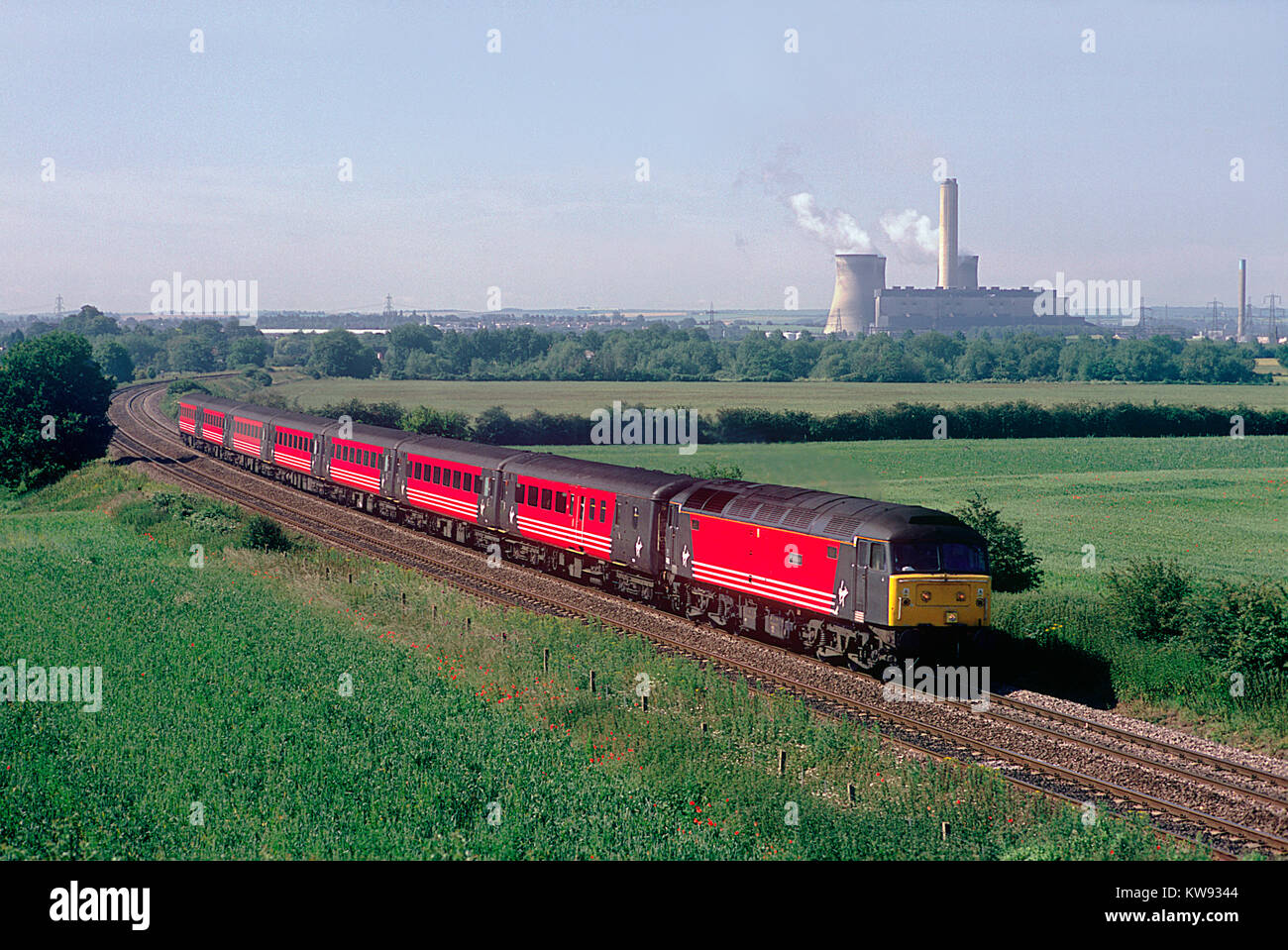 A class 47 diesel locomotive number 47818 'Strathclyde' heads north ...