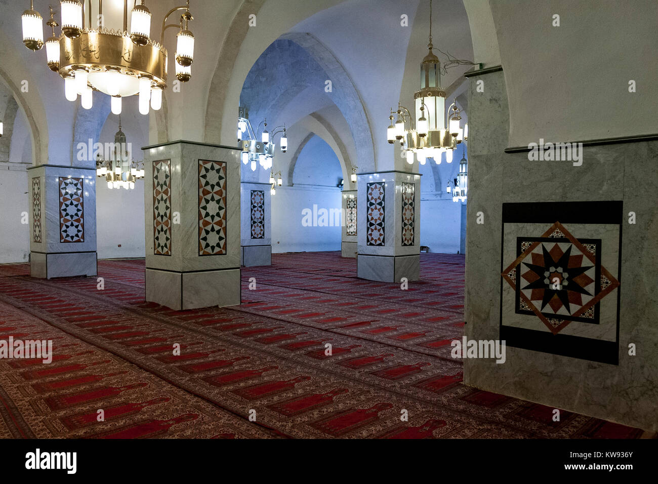 Hebron, Palestine, November 7 2010. Prayer room of Abraham mosque in ...