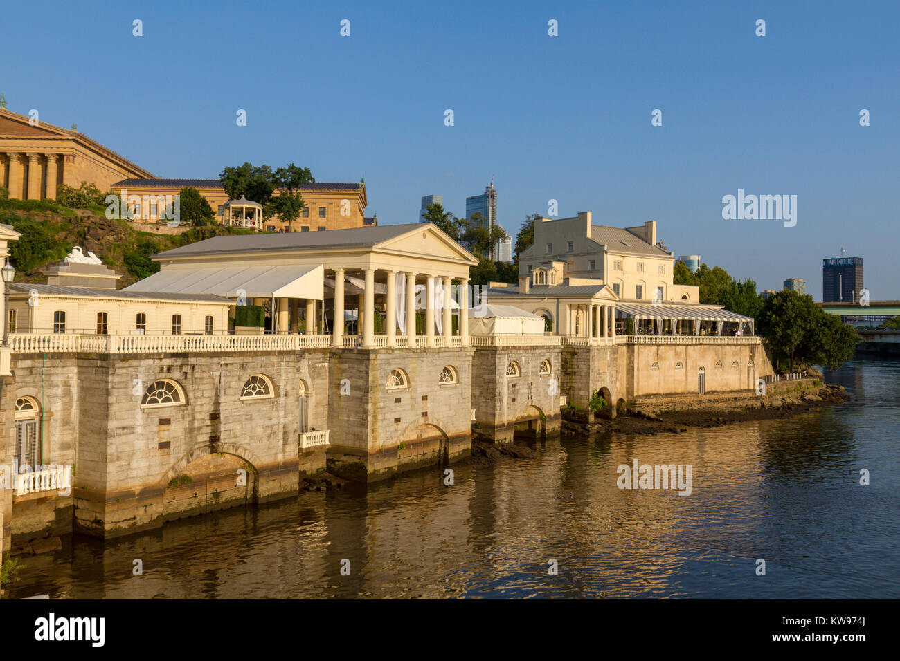The Fairmount Water Works on the Schuylkill River with the Philadelphia ...