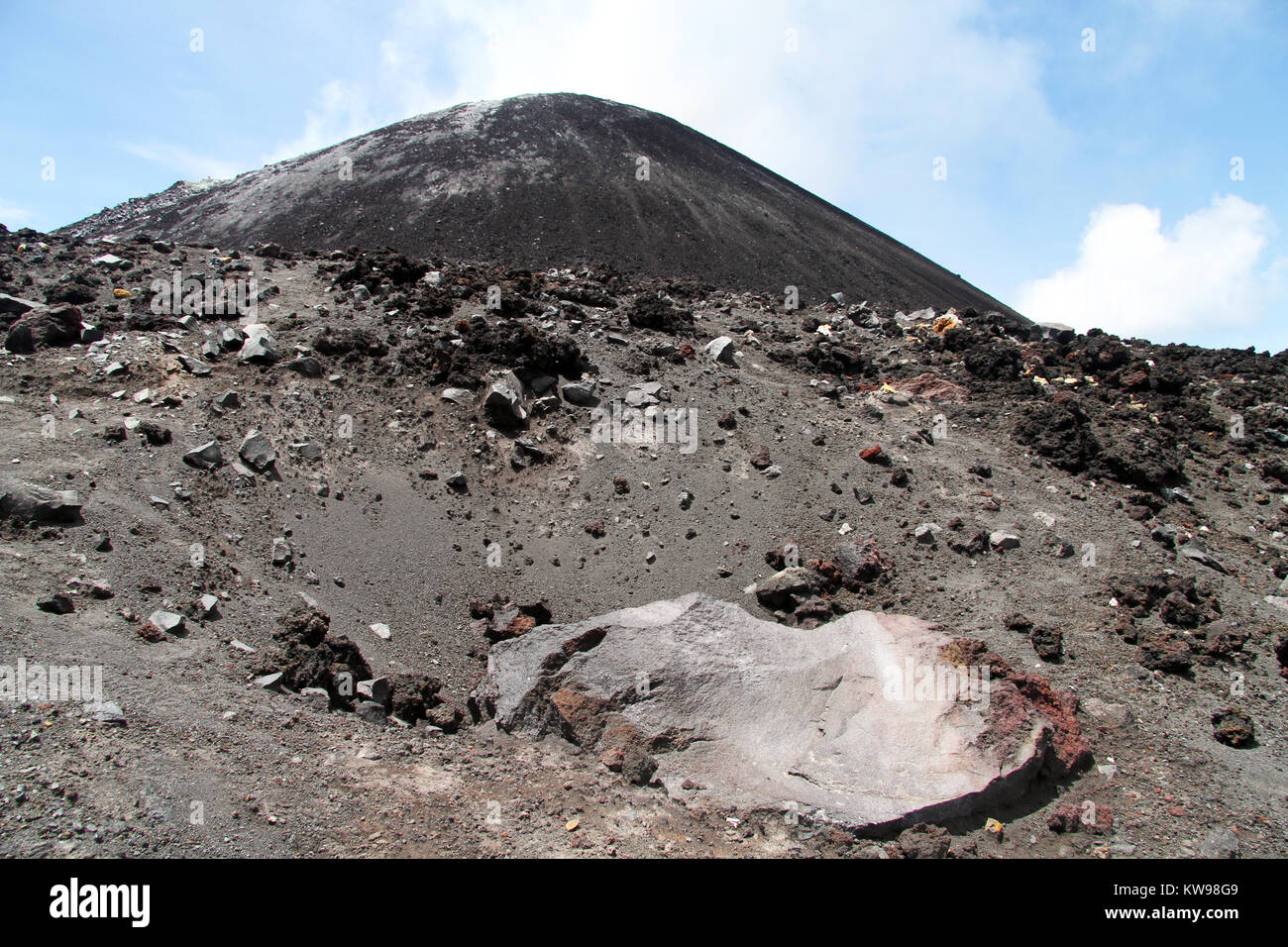 Big rock after eruption of volcano Krakatau in Indonesia Stock Photo ...