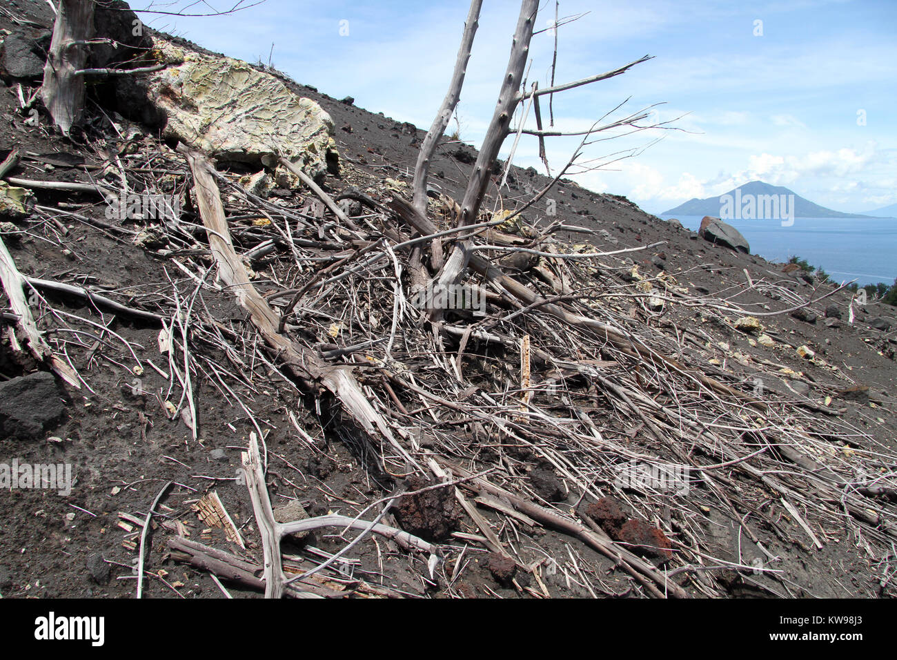 Slope of volcano Krakatau, and sea near Sumatra in Indonesia Stock ...