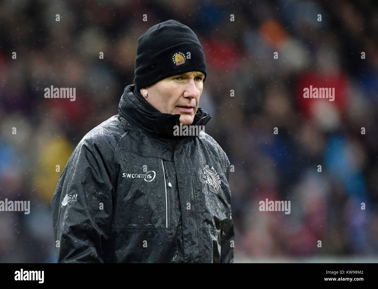 Exeter's director of rugby Rob Baxter during the Aviva Premiership ...