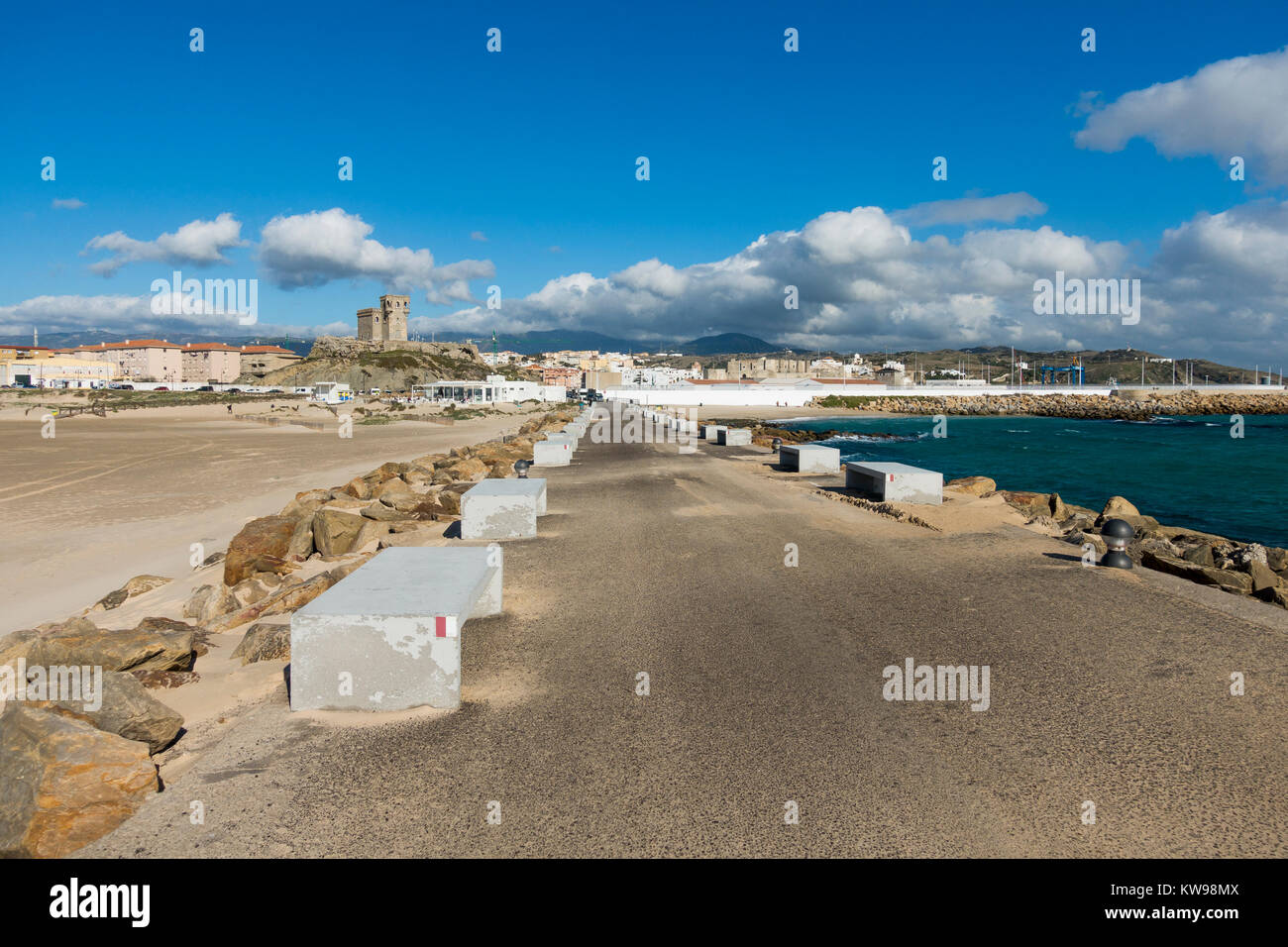 Tarifa seen from the Isla de Las Palomas. Most southern point of Europe ...