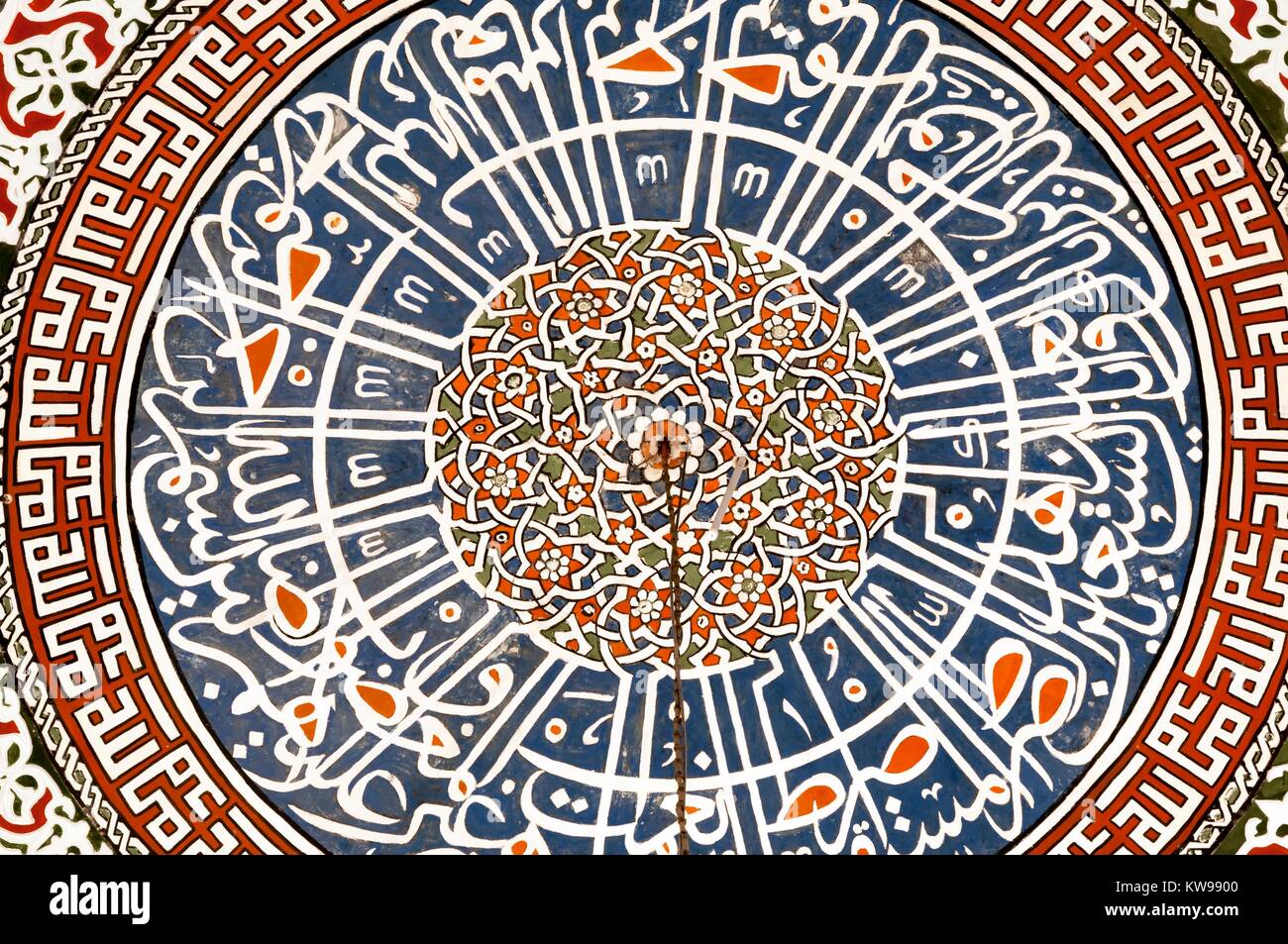 Ancient Ottoman patterned tile composition with some verses in Arabic ...