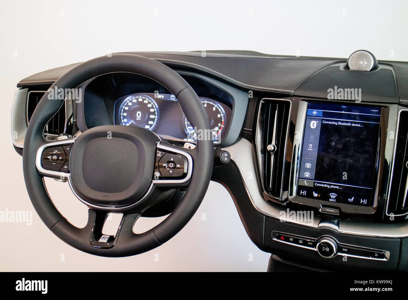 Steering wheel and dashboard of a modern car Stock Photo - Alamy