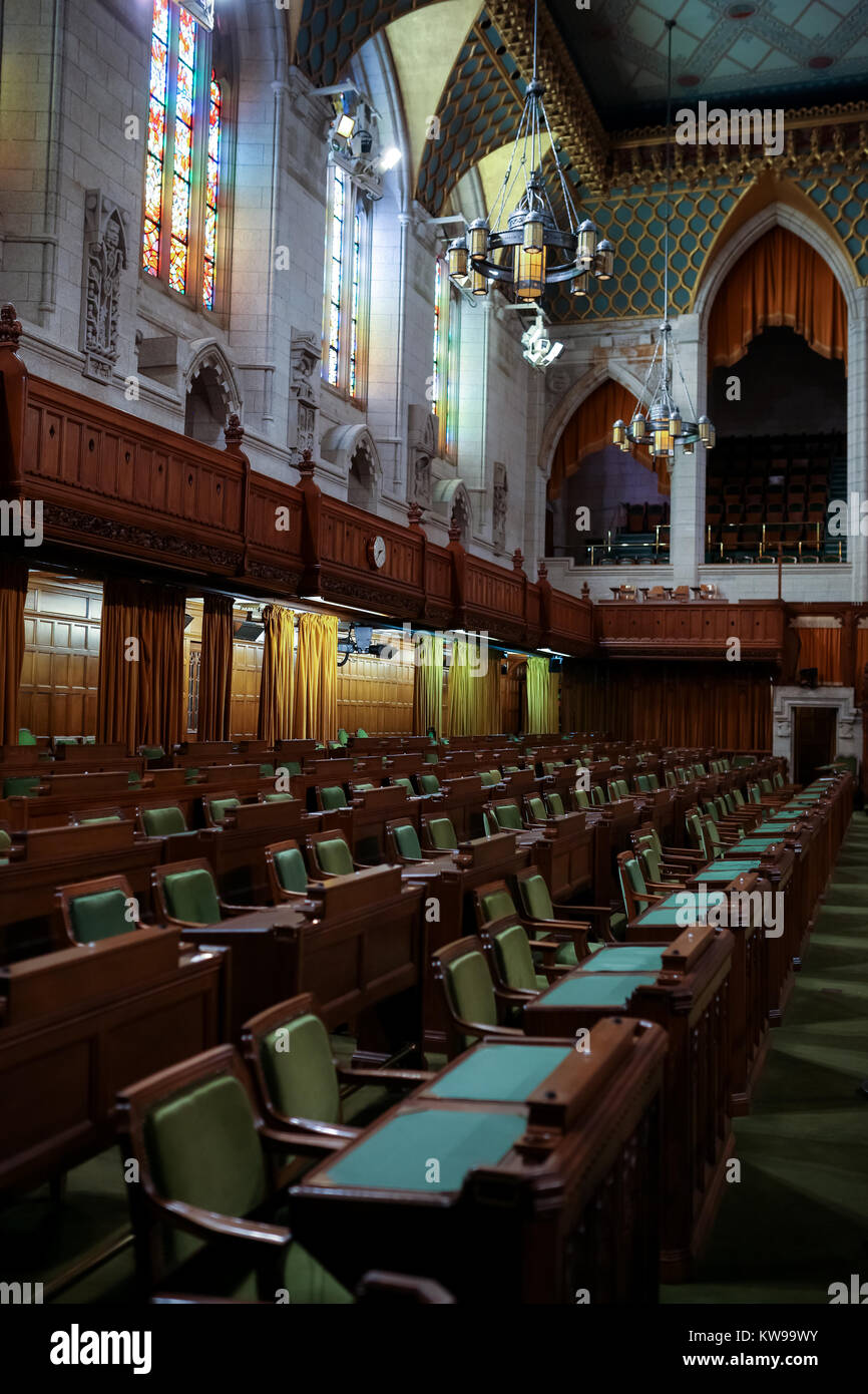 The House of Commons and Centre Block of the Parliament Buildings in ...