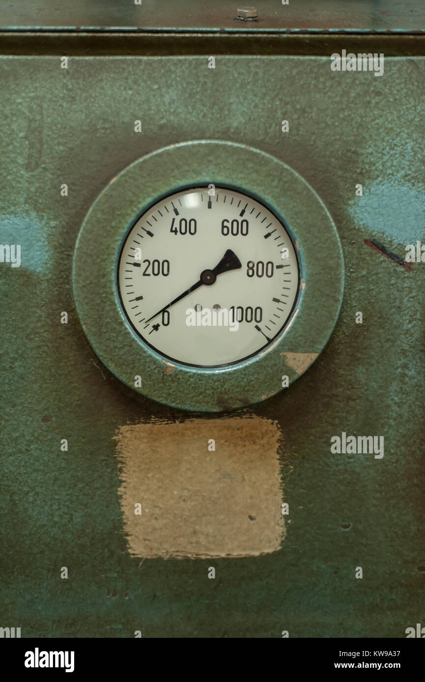 Close up of machine valve system measure indicator for monitoring ...