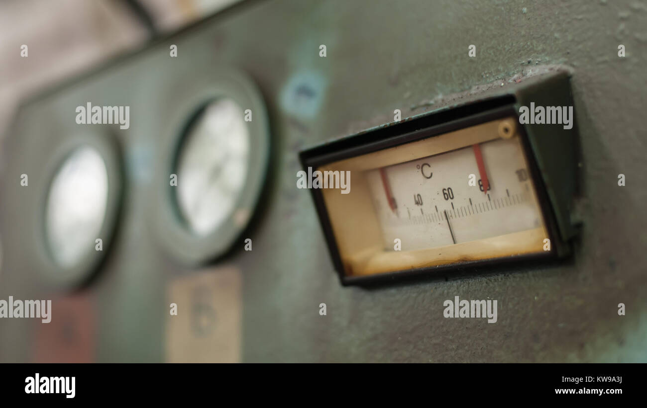Close up of machine valve system measure indicator for monitoring ...