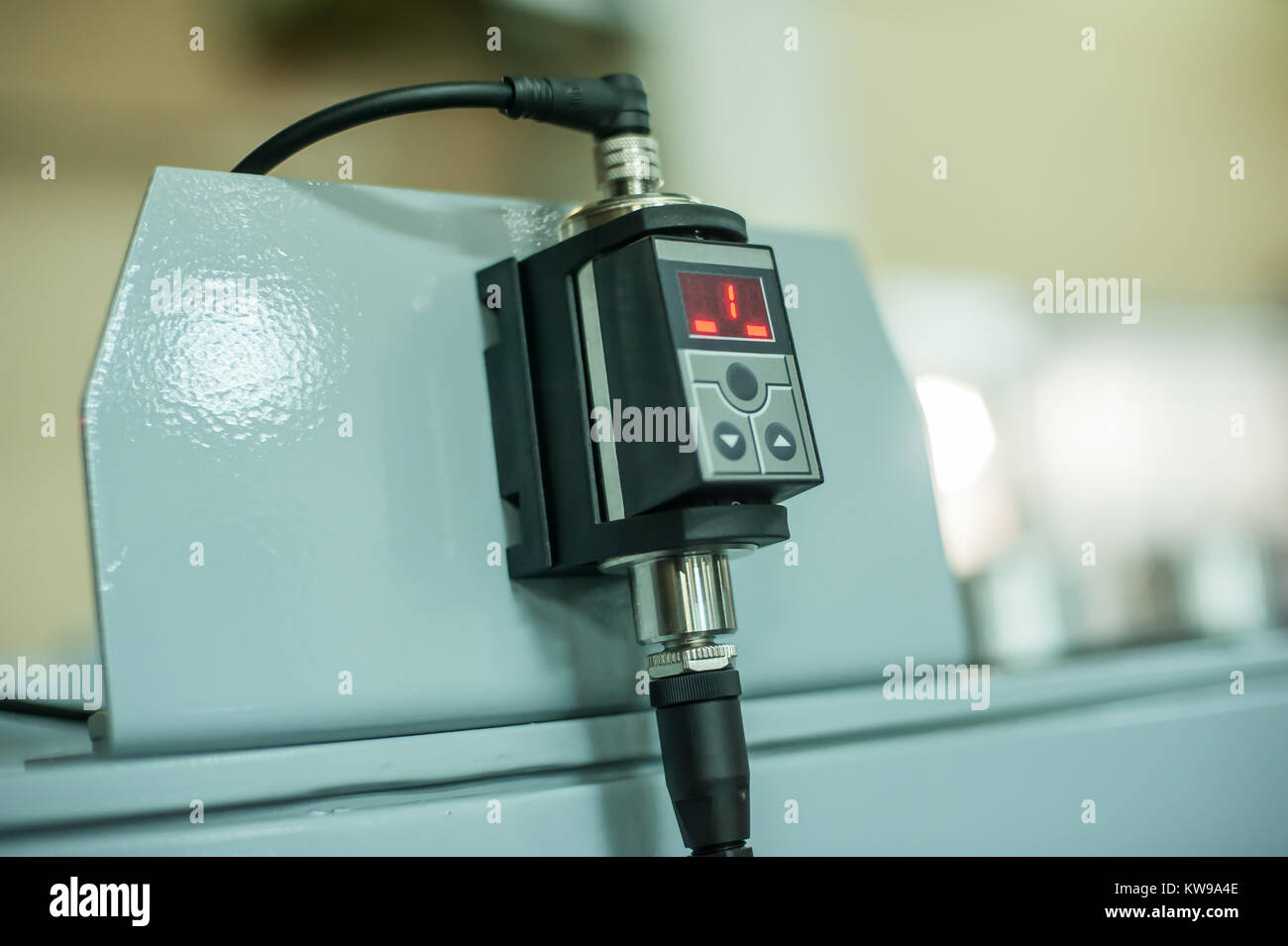 Close up of machine valve system measure indicator for monitoring ...