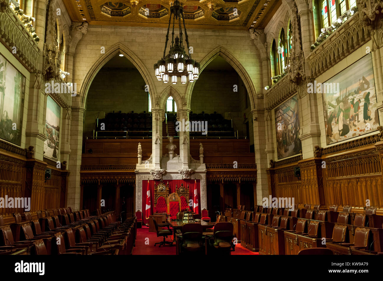 The Senate Chamber located in Centre Block of the Parliament Buildings ...