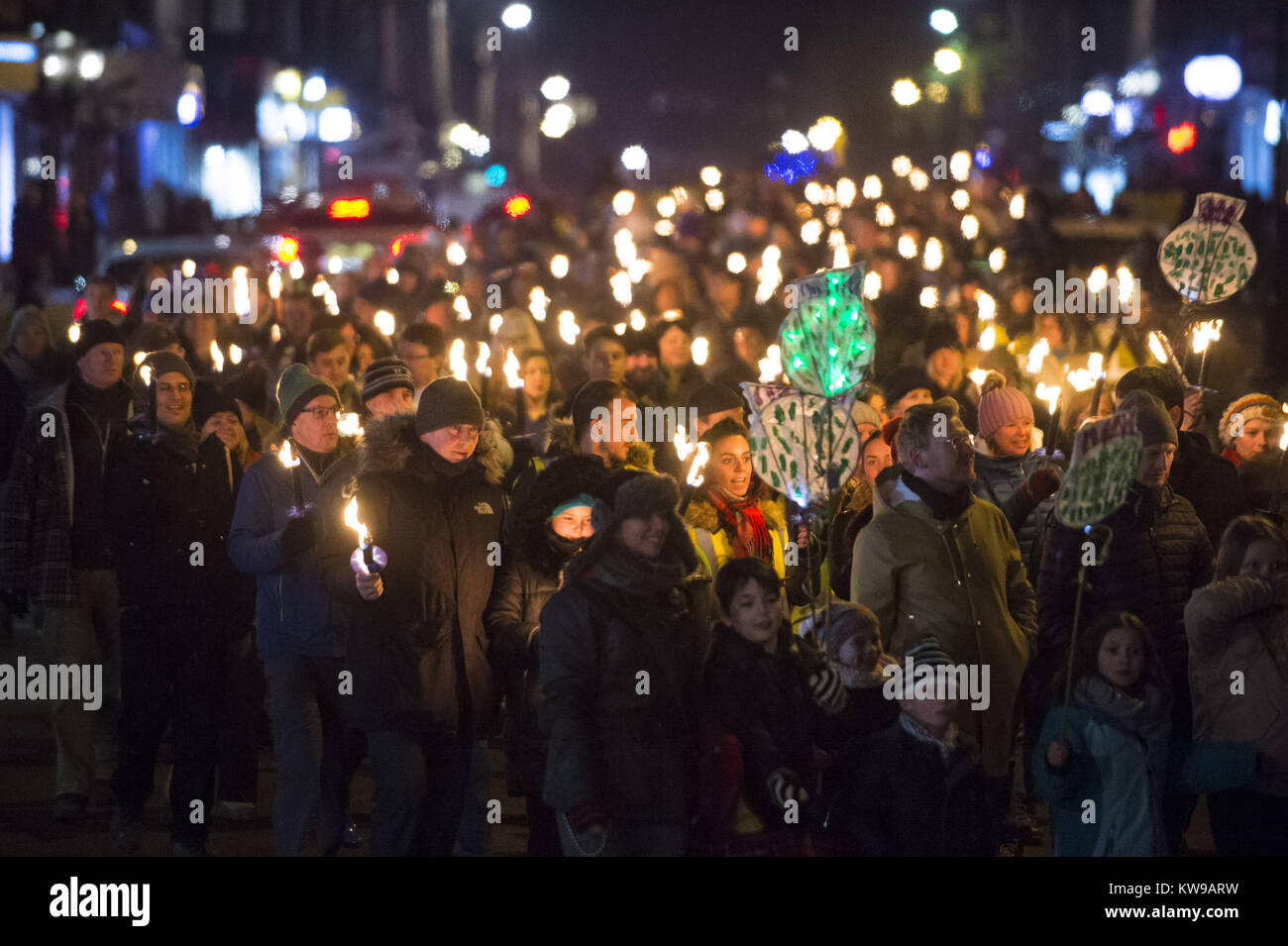 Torchlight Parade in the streets of Glasgow to celebrate St Andrew's ...