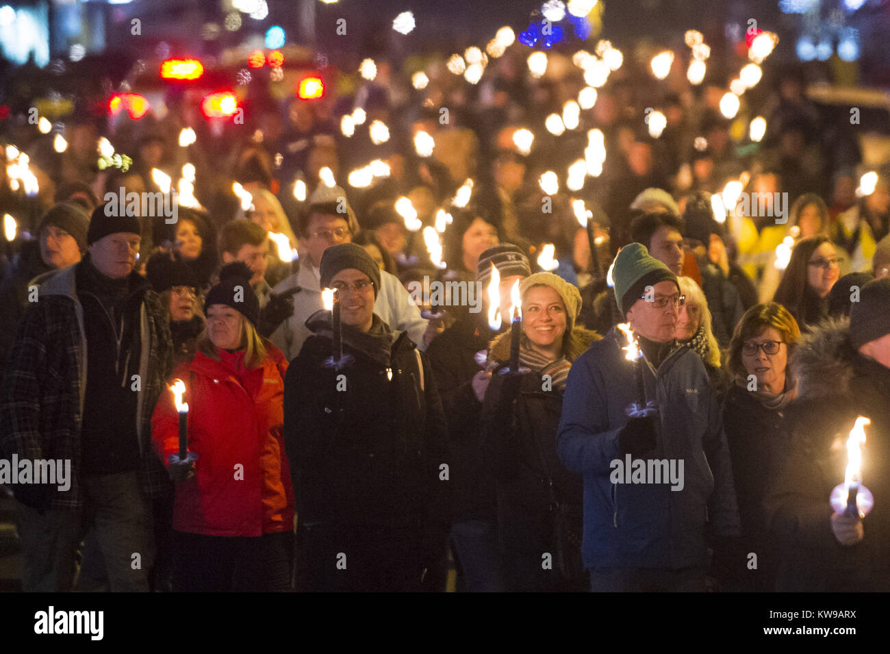 Torchlight Parade in the streets of Glasgow to celebrate St Andrew's ...