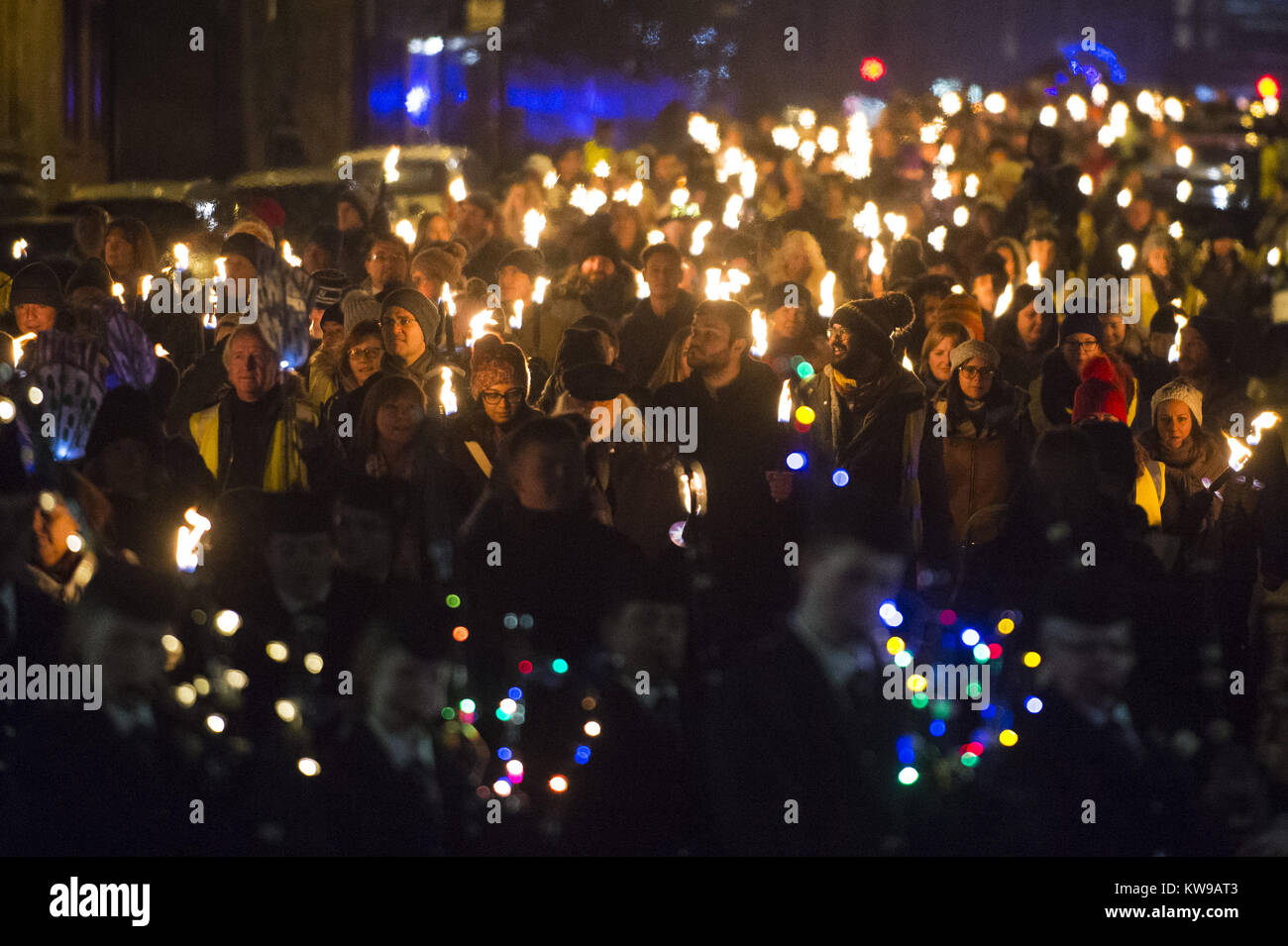 Torchlight Parade in the streets of Glasgow to celebrate St Andrew's ...