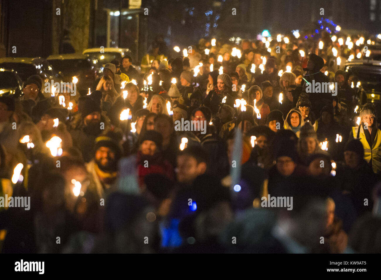 Torchlight Parade in the streets of Glasgow to celebrate St Andrew's ...