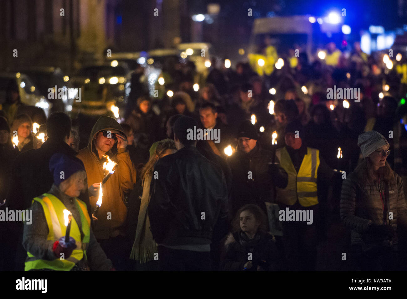 Torchlight Parade in the streets of Glasgow to celebrate St Andrew's ...