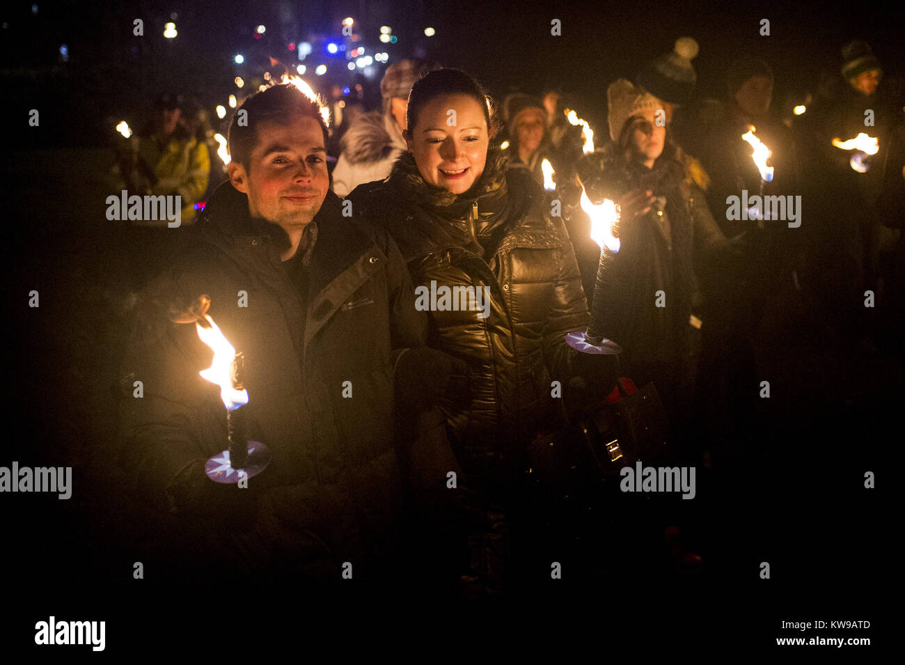 Torchlight Parade in the streets of Glasgow to celebrate St Andrew's ...