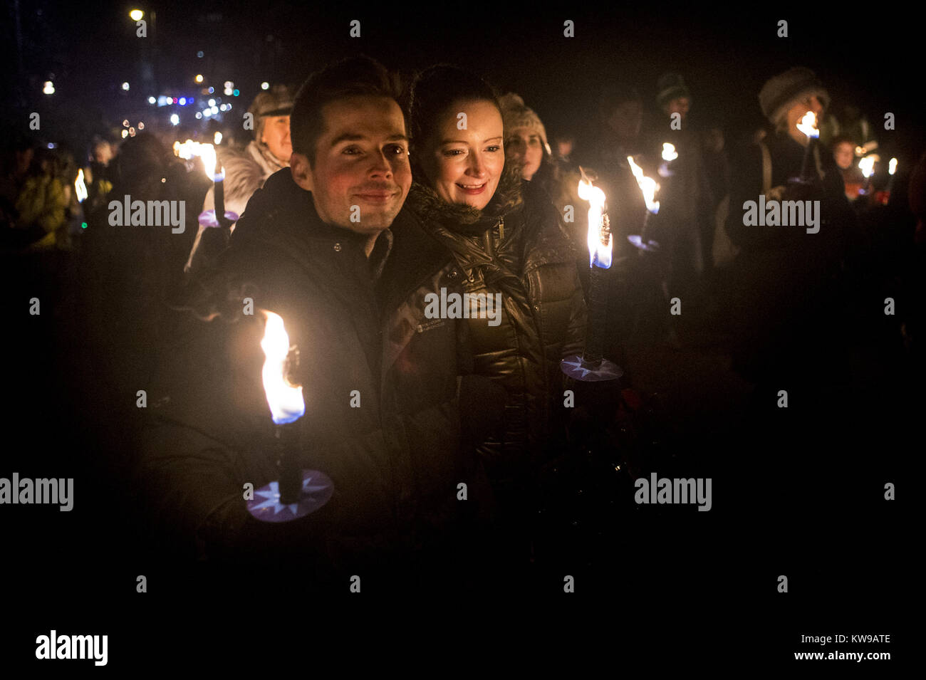 Torchlight Parade in the streets of Glasgow to celebrate St Andrew's ...