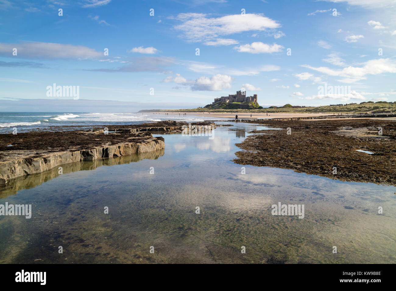 Bamburgh Castle on the Northumbrian coast, Northumberland, England, UK ...